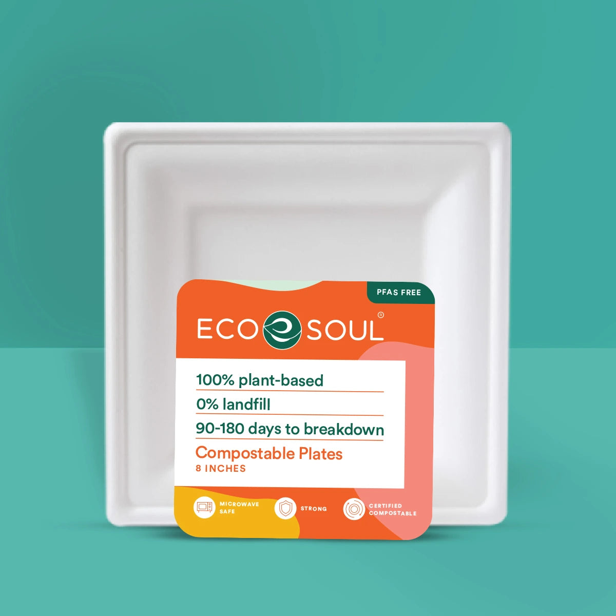 Buy 8 Inch Square Pearl White Compostable Plates – EcoSoul Home
