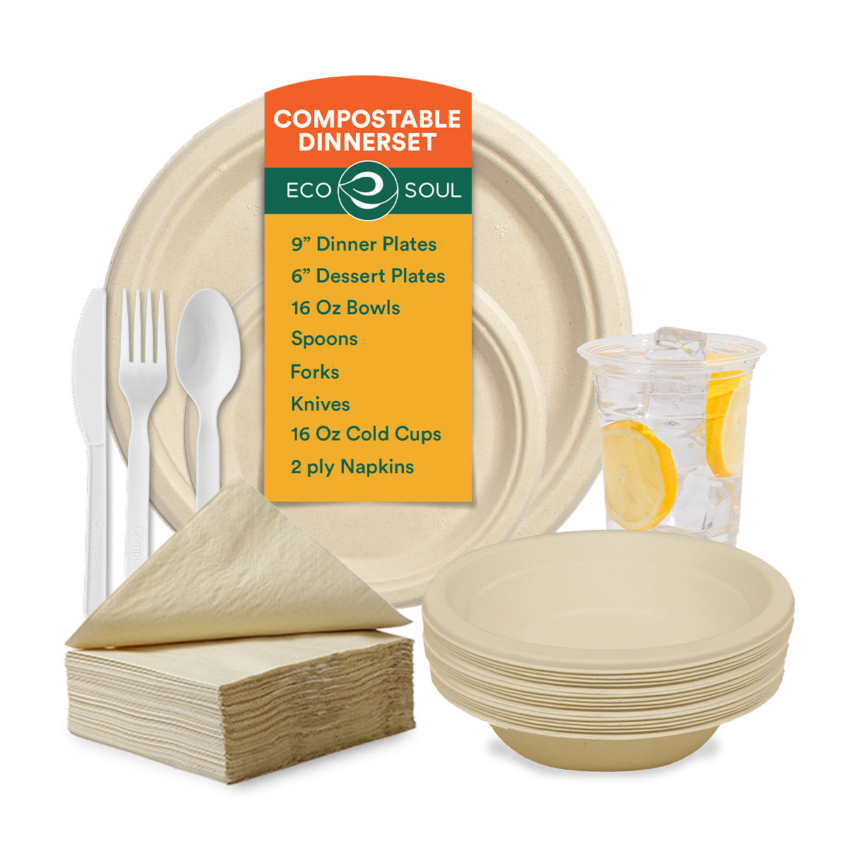 Round Compostable Dinnerware Set – EcoSoul Home