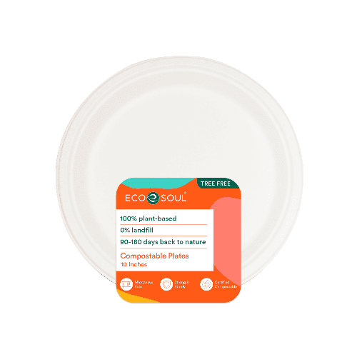 Buy Pearl White Compostable Plates - 10 Inch Round – EcoSoul Home