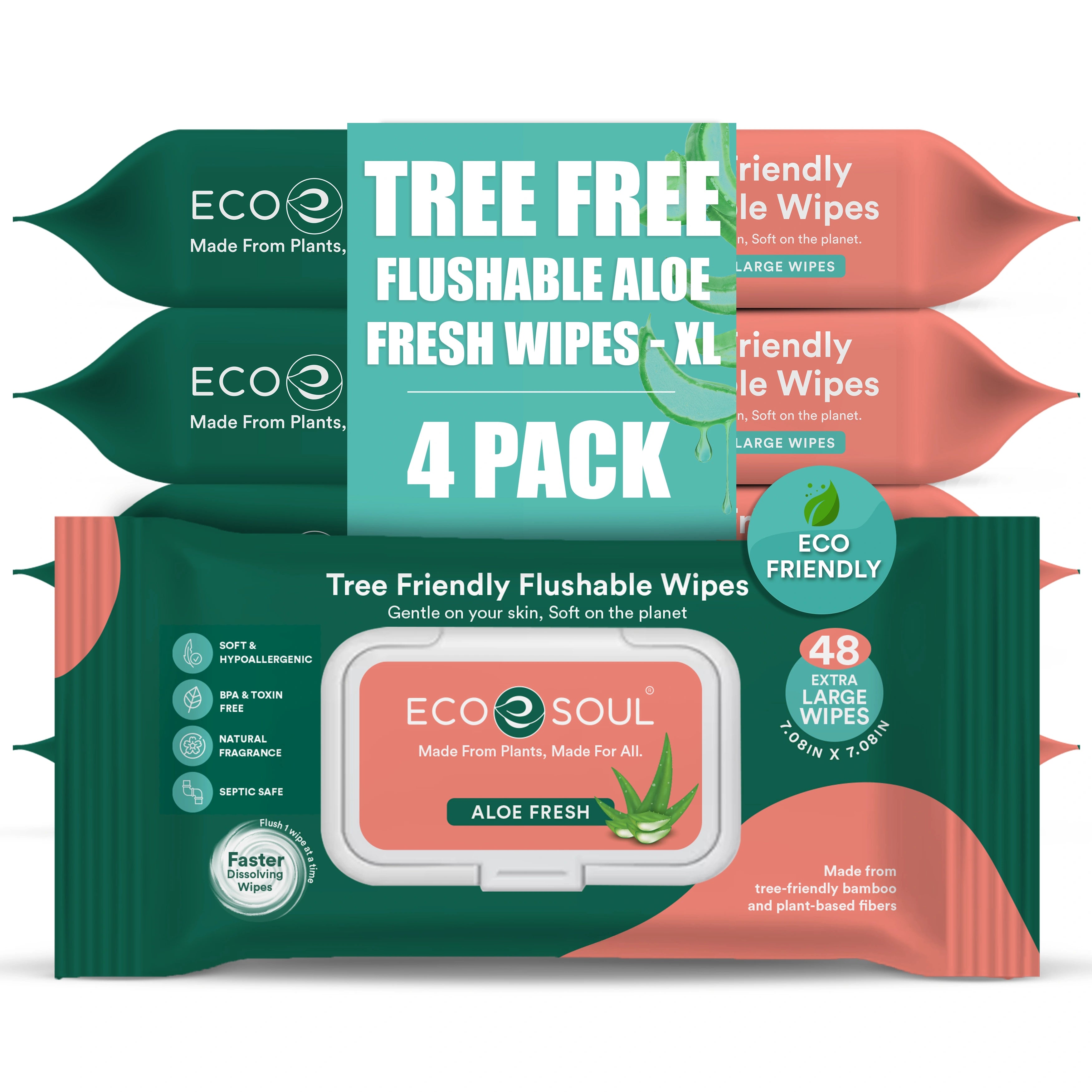 Flushable Wipes Aloe Vera Flavour - 48 Wipes Per Pack – EcoSoul Home