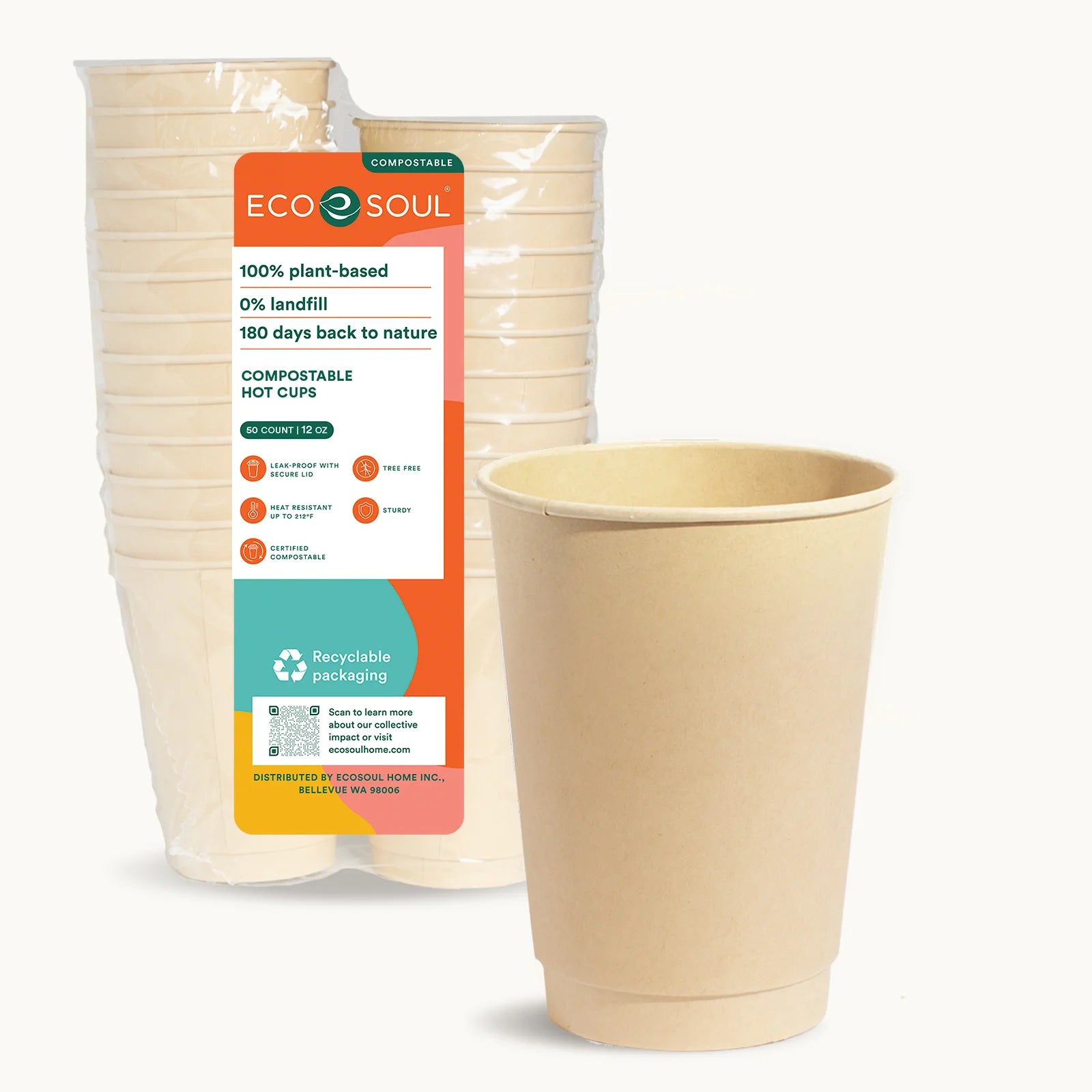 Buy Eco-Friendly 12oz Compostable Hot Chocolate Cups – EcoSoul Home